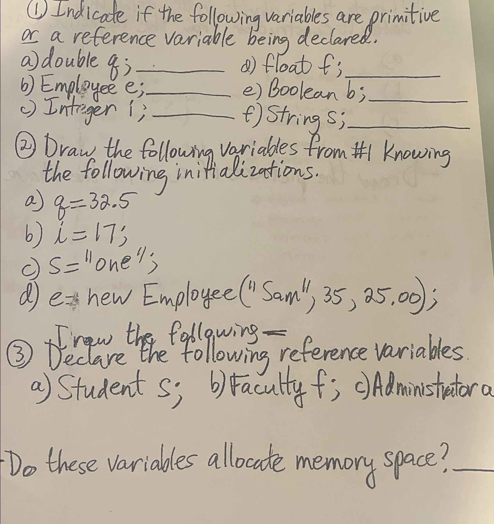 Solved (1) ﻿Indicate if the following variables are | Chegg.com
