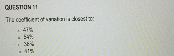QUESTION 11The coefficient of variation is closest | Chegg.com