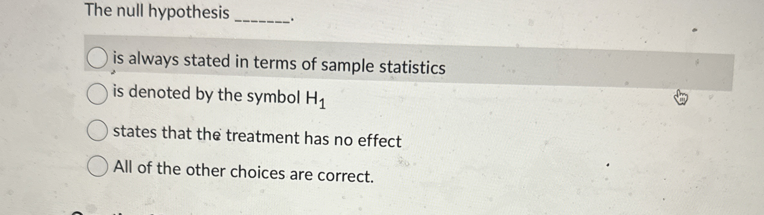 Solved The null hypothesis q,is always stated in terms of | Chegg.com