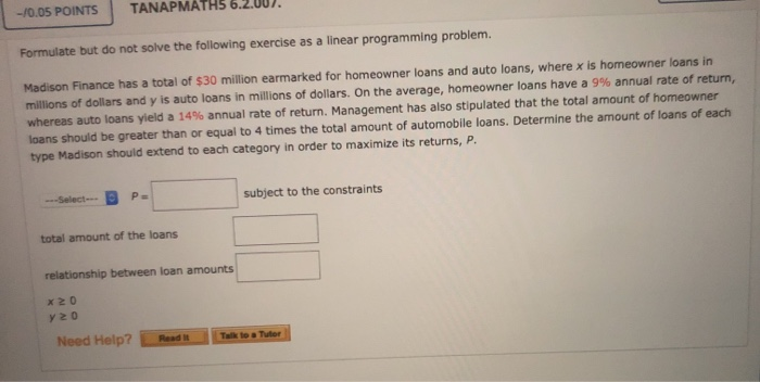 Solved OR Formulate but do not solve the following exercise | Chegg.com