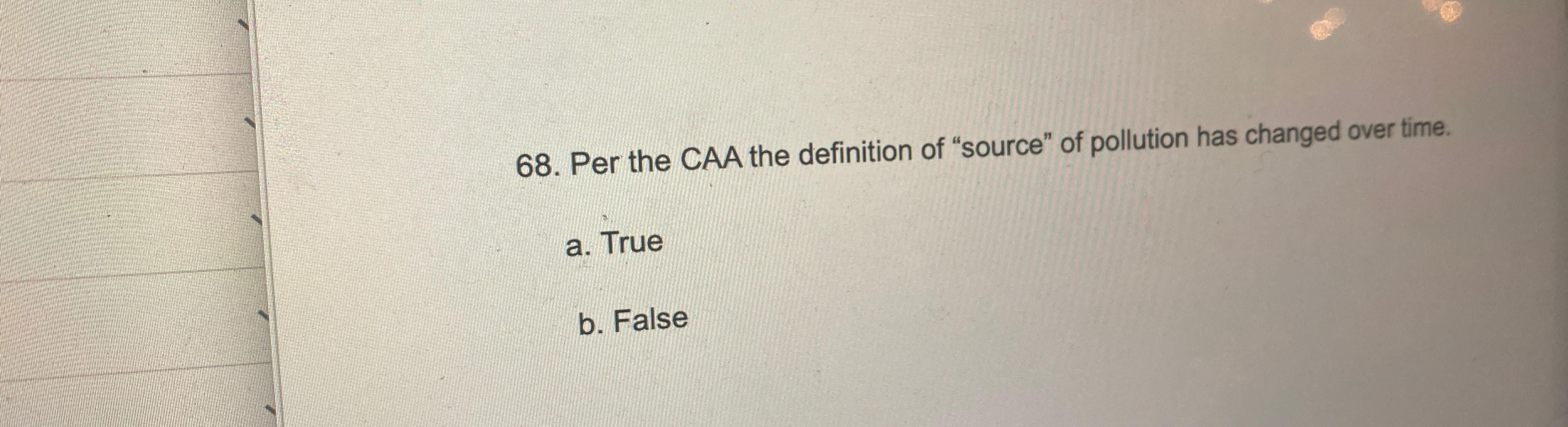 Solved Per the CAA the definition of "source" of pollution | Chegg.com