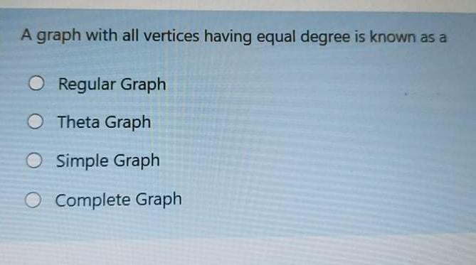 Solved A graph with all vertices having equal degree is | Chegg.com
