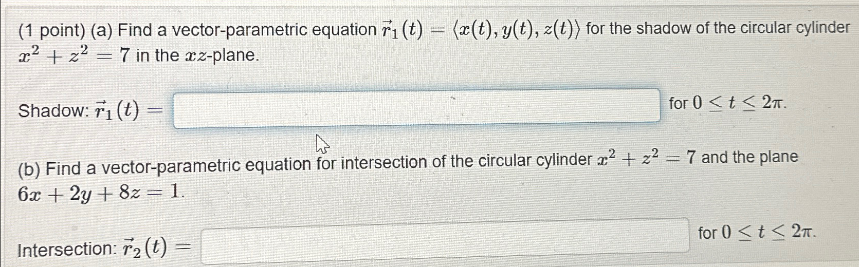 Solved (1 point) (a) Find a vector-parametric equation | Chegg.com
