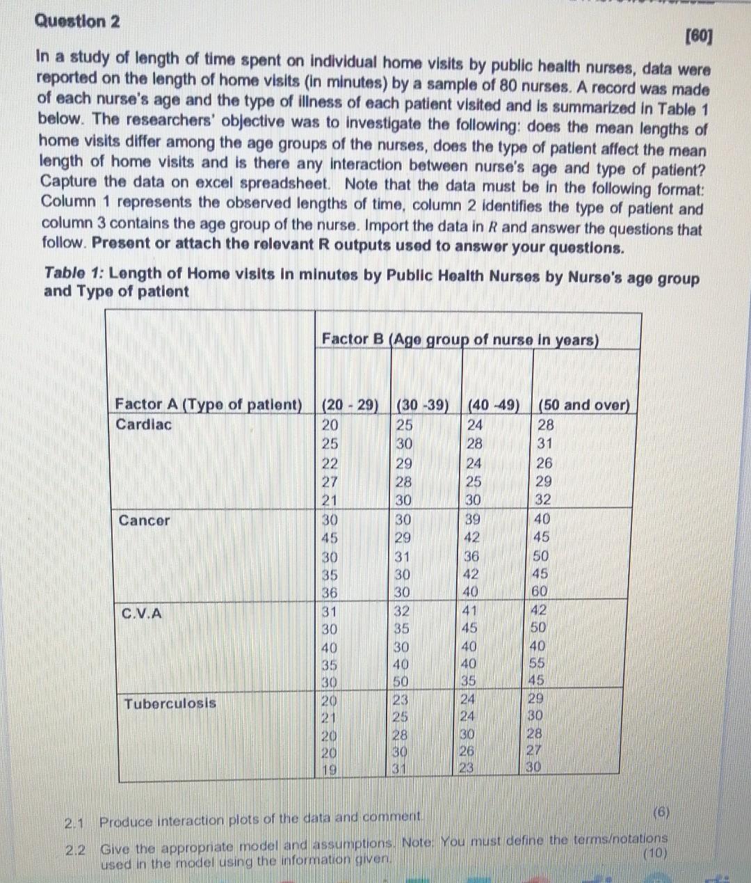 Solved Question 2 In a study of length of time spent on | Chegg.com