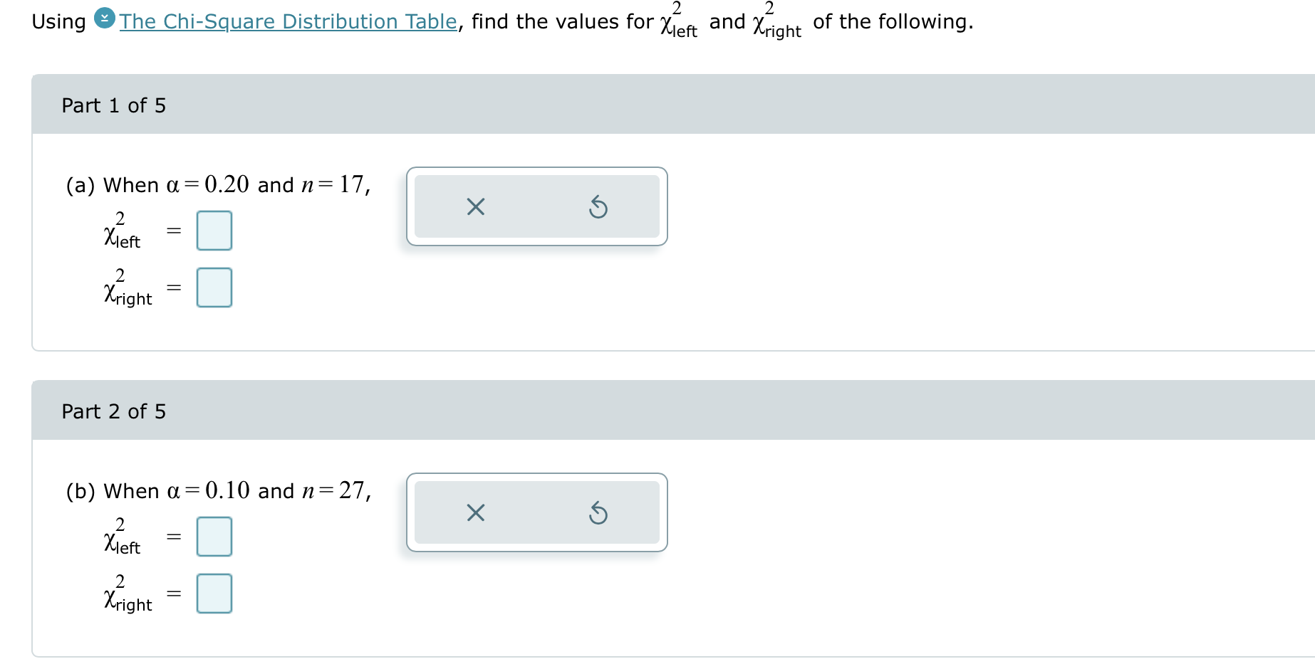 Solved Using ?* ﻿The Chi-Square Distribution Table, find the | Chegg.com