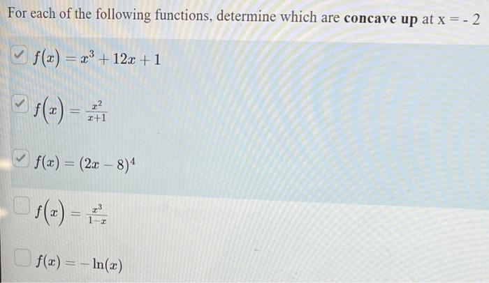 Solved For each of the following functions, determine which | Chegg.com