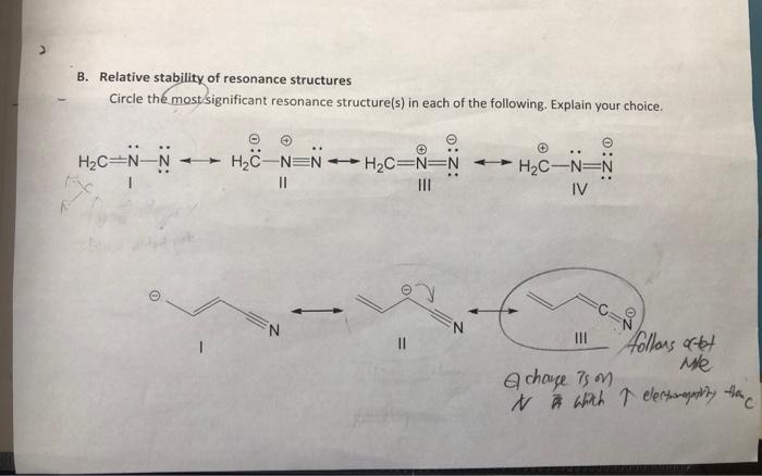 Solved B. Relative stability of resonance structures Circle | Chegg.com