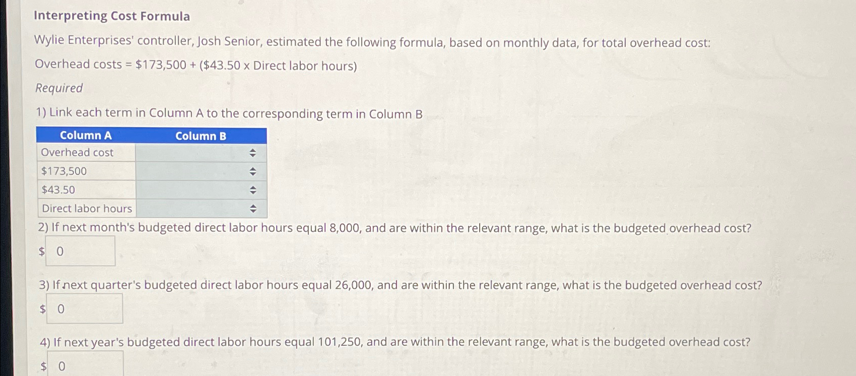 Solved Interpreting Cost FormulaWylie Enterprises' | Chegg.com