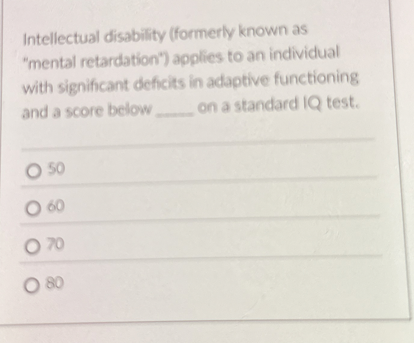Solved Intellectual disability (formerly known as "mental | Chegg.com