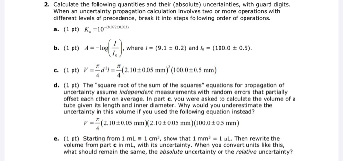 Solved 2. Calculate the following quantities and their | Chegg.com