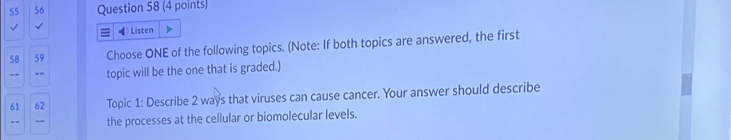 Solved Question 58 (4 ﻿points)ListenChoose ONE of the | Chegg.com