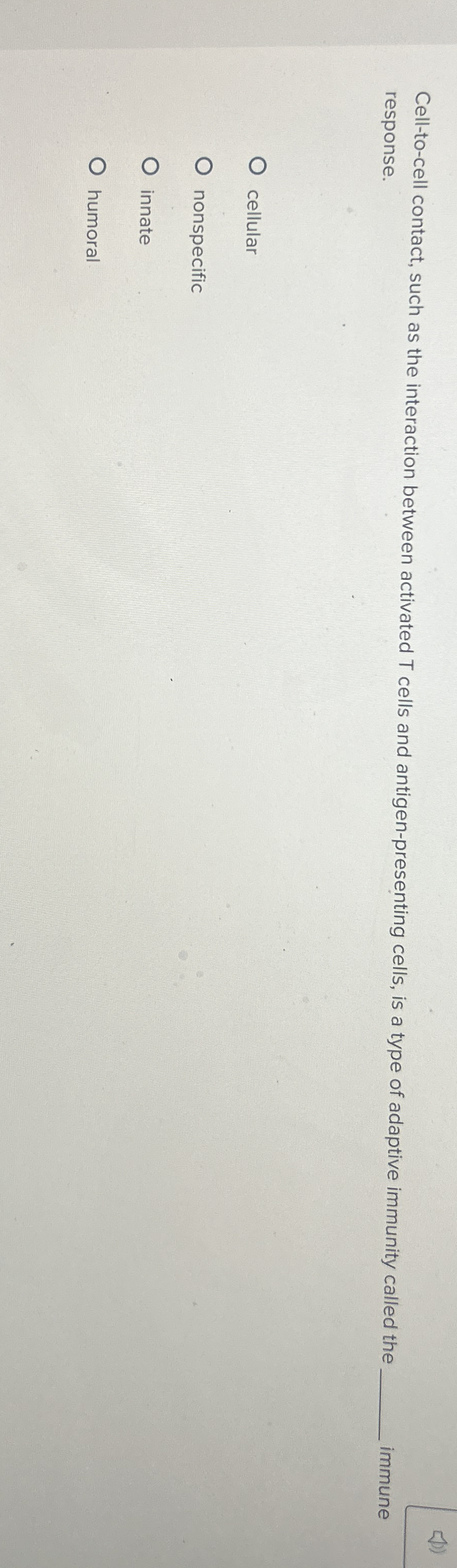 Solved Cell-to-cell contact, such as the interaction between | Chegg.com