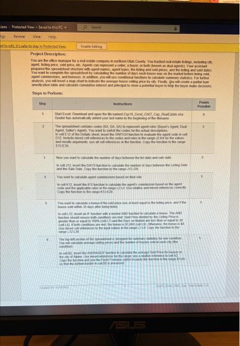 Solved i need help solving this excel spreed sheet problem! | Chegg.com