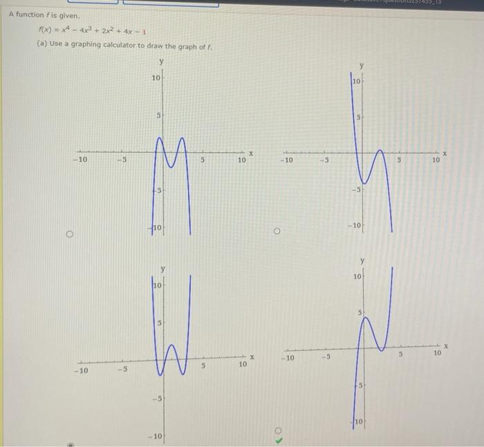 Solved A function fis given. f(x) = x4 - 4x2 + 2x2 + 4x - 1 | Chegg.com