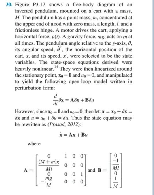 Solved 43. An inverted pendulum mounted on a motor-driven | Chegg.com
