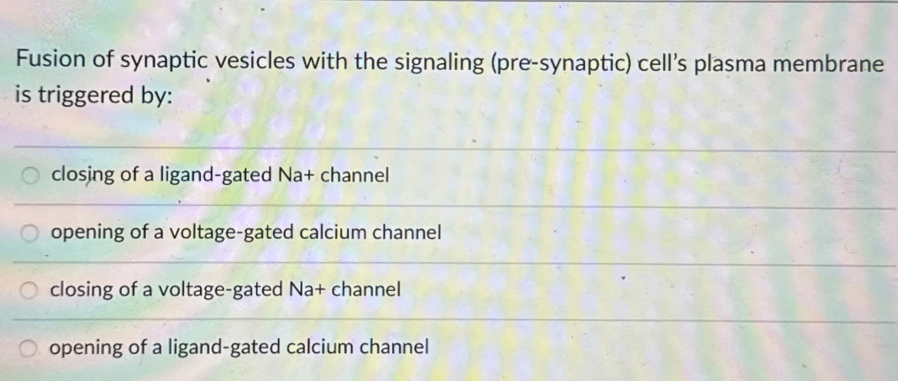 Solved Fusion of synaptic vesicles with the signaling | Chegg.com
