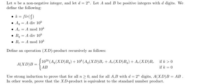 Solved Let N Be A Non Negative Integer And Let D2n Let A 