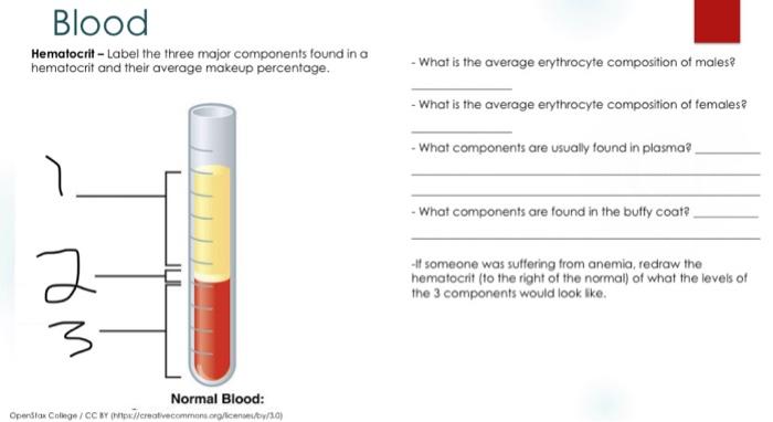 Hematocrit - Label the three major components found | Chegg.com