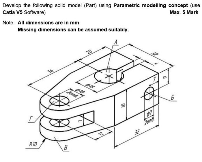 Solved Develop the following solid model (Part) using | Chegg.com