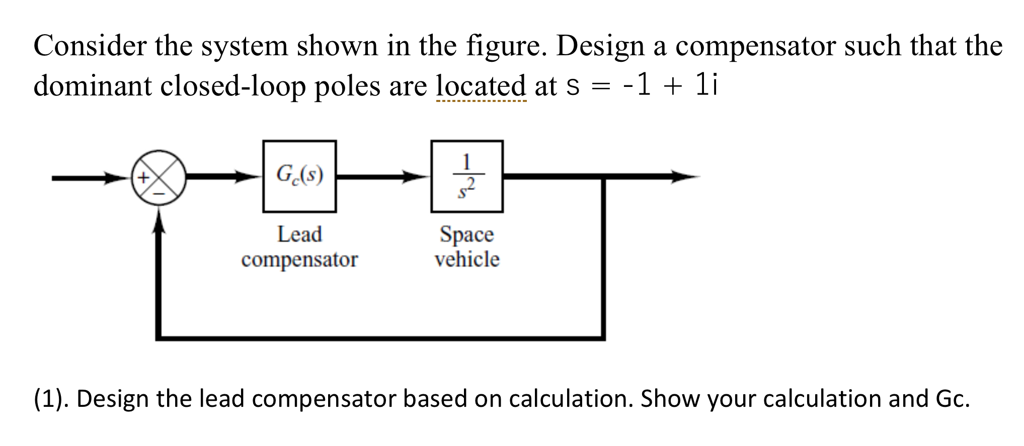 Solved Consider the system shown in the figure. Design a | Chegg.com
