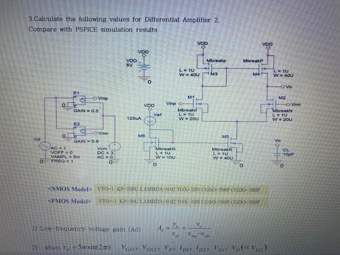 Solved 3.Calculate the following values for Differential | Chegg.com