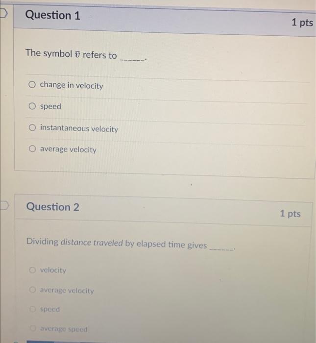 Solved The symbol vˉ refers to change in velocity speed | Chegg.com