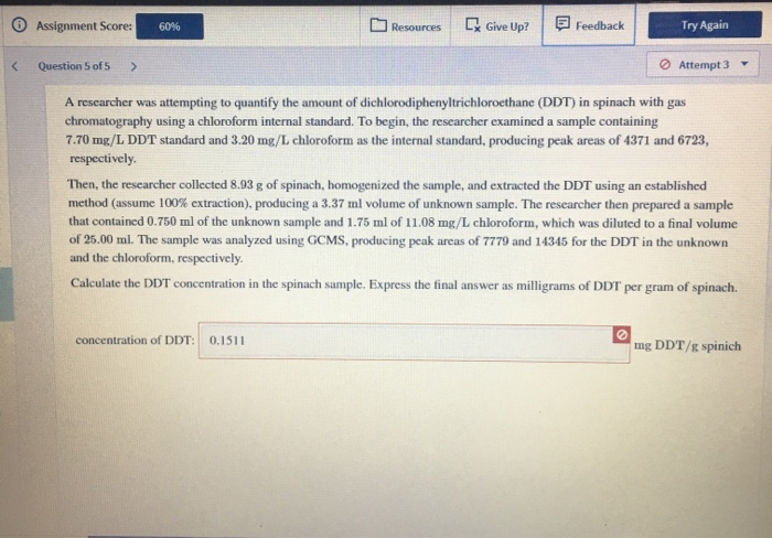 Solved Assignment Score: 60% Resources [ Give Up? Feedback | Chegg.com