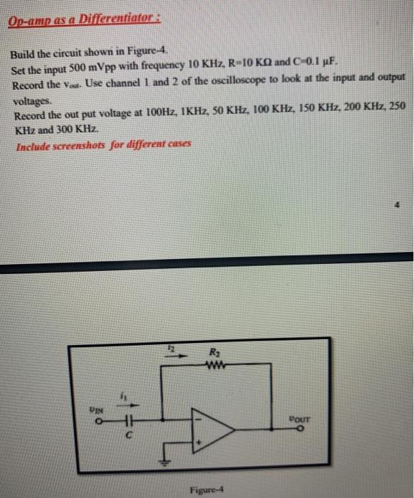 Solved Op-mp as a Differentiator: Build the circuit shown in | Chegg.com