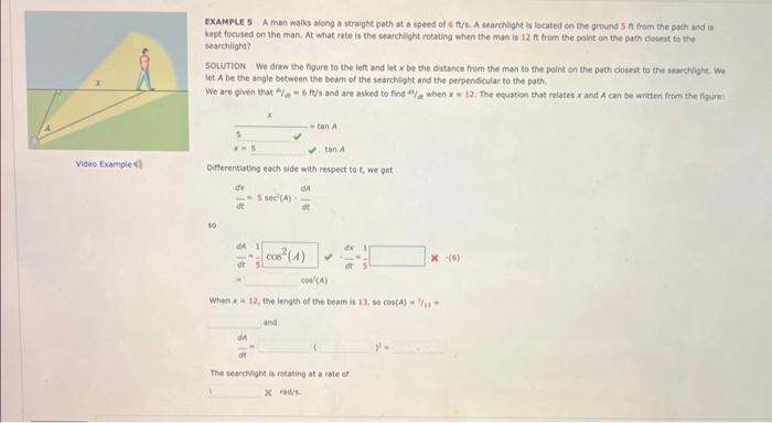 Solved EXAMPLE 5 A man waiks along a straight path at a | Chegg.com