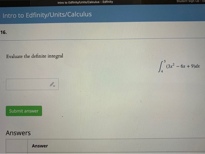 Solved Intro to Edfinity/Units/Calculus - Edfinity Student | Chegg.com