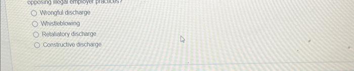 Wrongful discharge Whistleblowing Retaliatory | Chegg.com