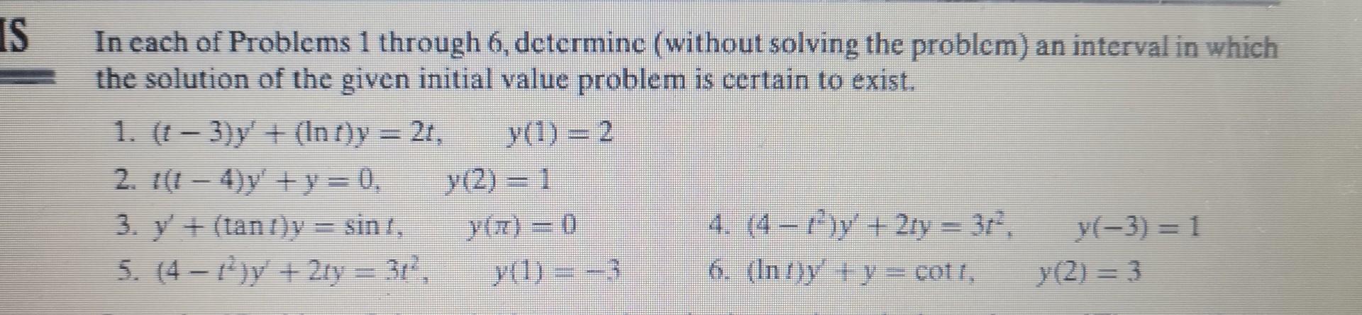 Solved In each of Problems 1 through 6 , determine (without | Chegg.com