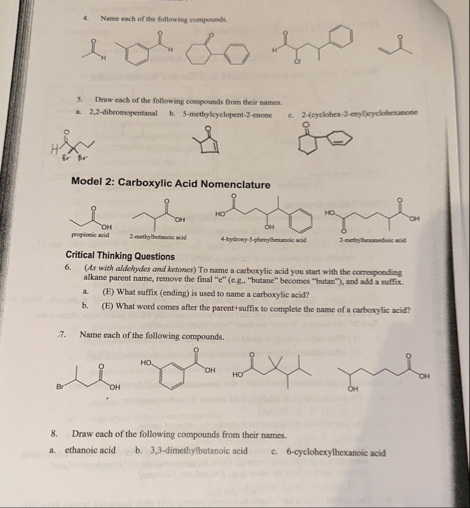 Solved Draw each of the following compounds from their | Chegg.com