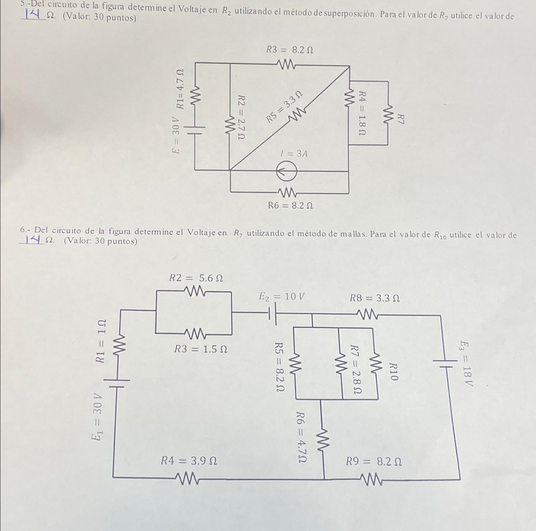 Solved 5.-Del circuito de la figura determine el Voltaje en | Chegg.com