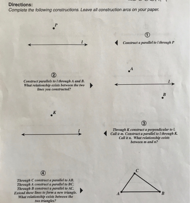 Solved Directions: Complete the following constructions. | Chegg.com Solved Directions: Complete the following constructions. | Chegg.com