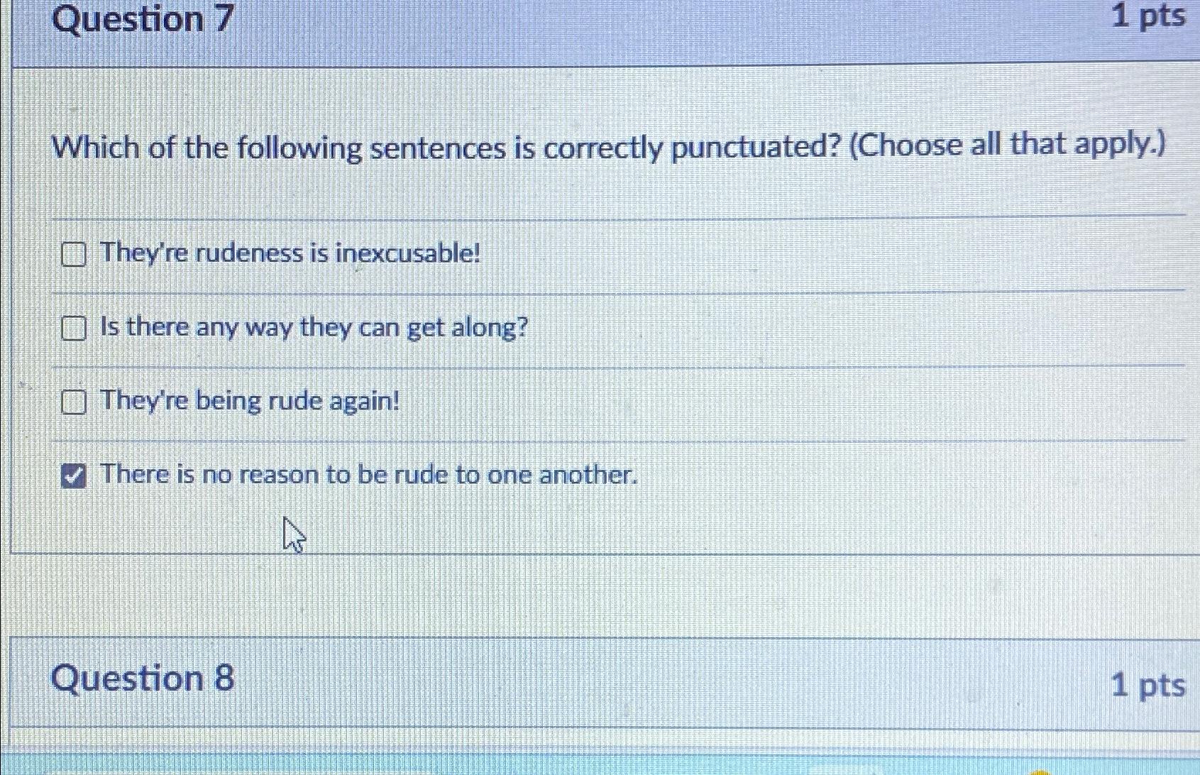 Solved Question 71 ﻿ptsWhich of the following sentences is | Chegg.com