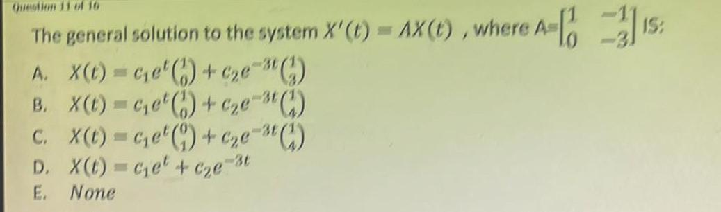 The general solution to the system X′(t)=AX(t), where | Chegg.com