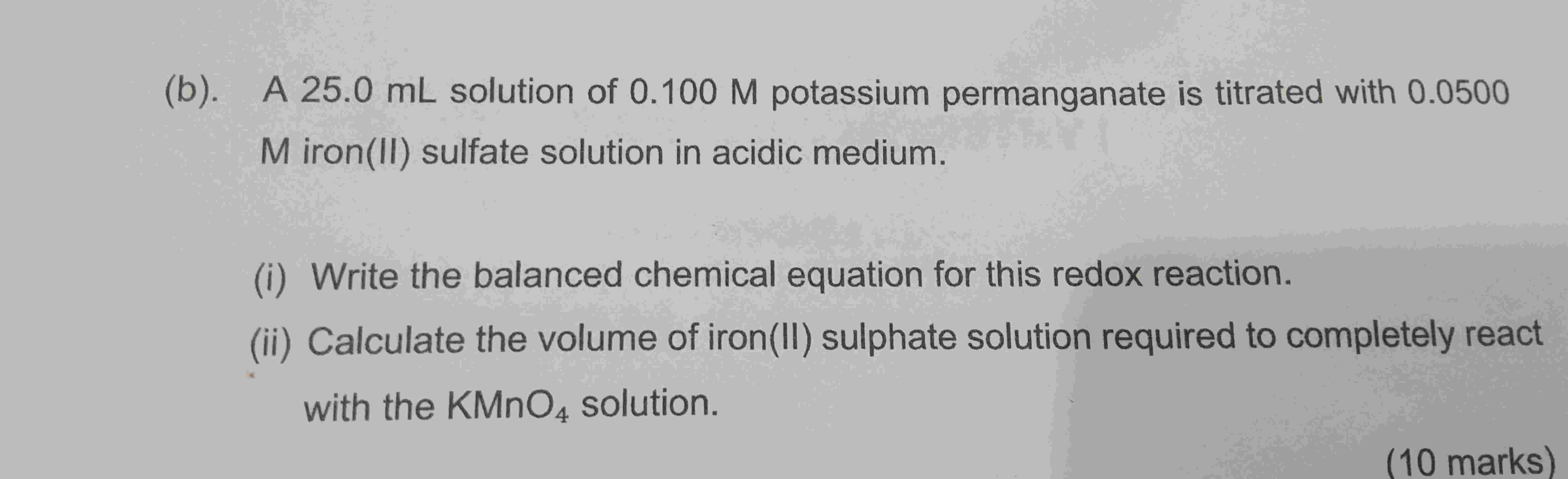 Solved (b). ﻿A 25.0 ﻿mL solution of 0.100 ﻿M potassium | Chegg.com