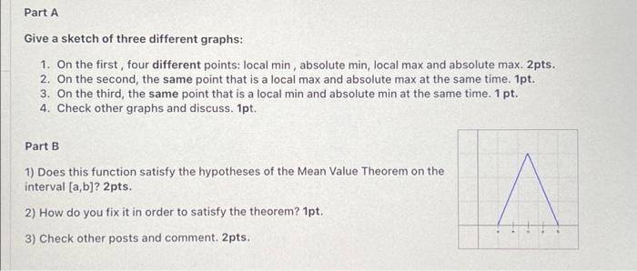 Solved Part A Give a sketch of three different graphs: 1. On | Chegg.com