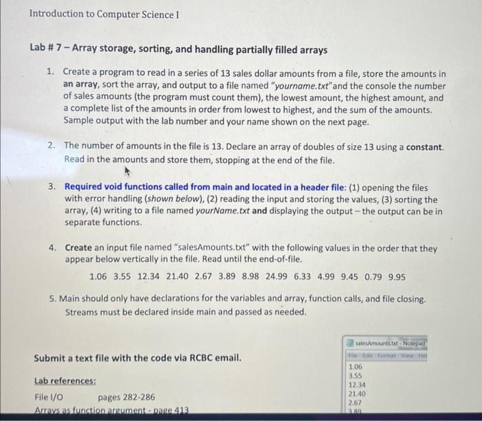 Solved complete lab #7 make sure its c++ and can run with no | Chegg.com