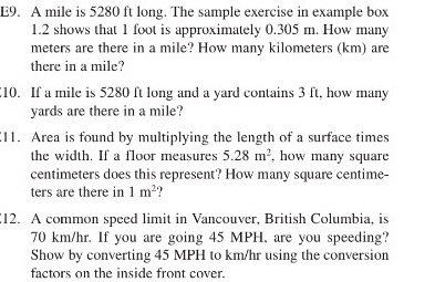 Solved E9. A mile is 5280 ft long. The sample exercise in | Chegg.com