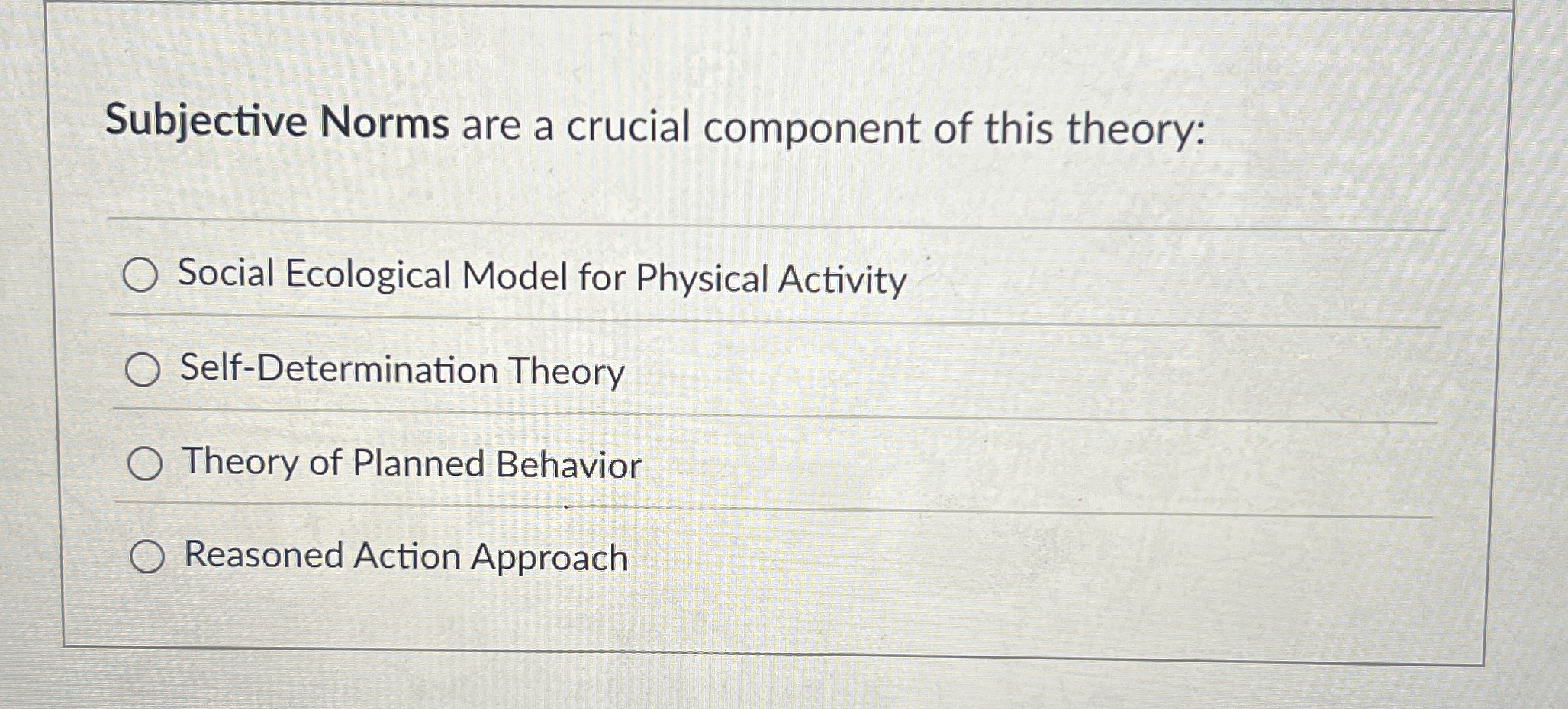 Solved Subjective Norms are a crucial component of this | Chegg.com