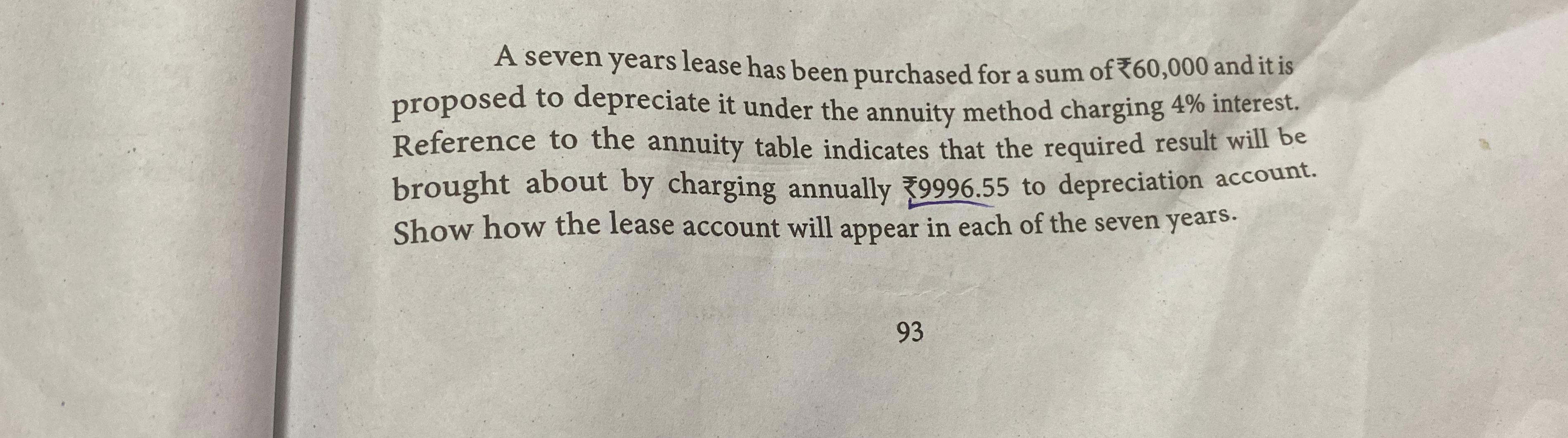 Solved A seven years lease has been purchased for a sum of | Chegg.com