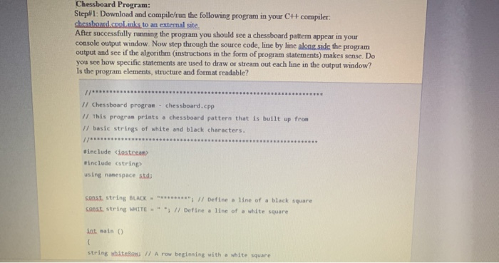 Solved Chessboard Program: Steplil: Download and compile/run | Chegg.com