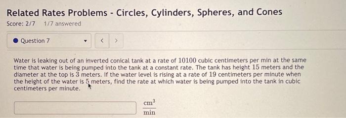 Solved Related Rates Problems - Circles, Cylinders, Spheres, | Chegg.com