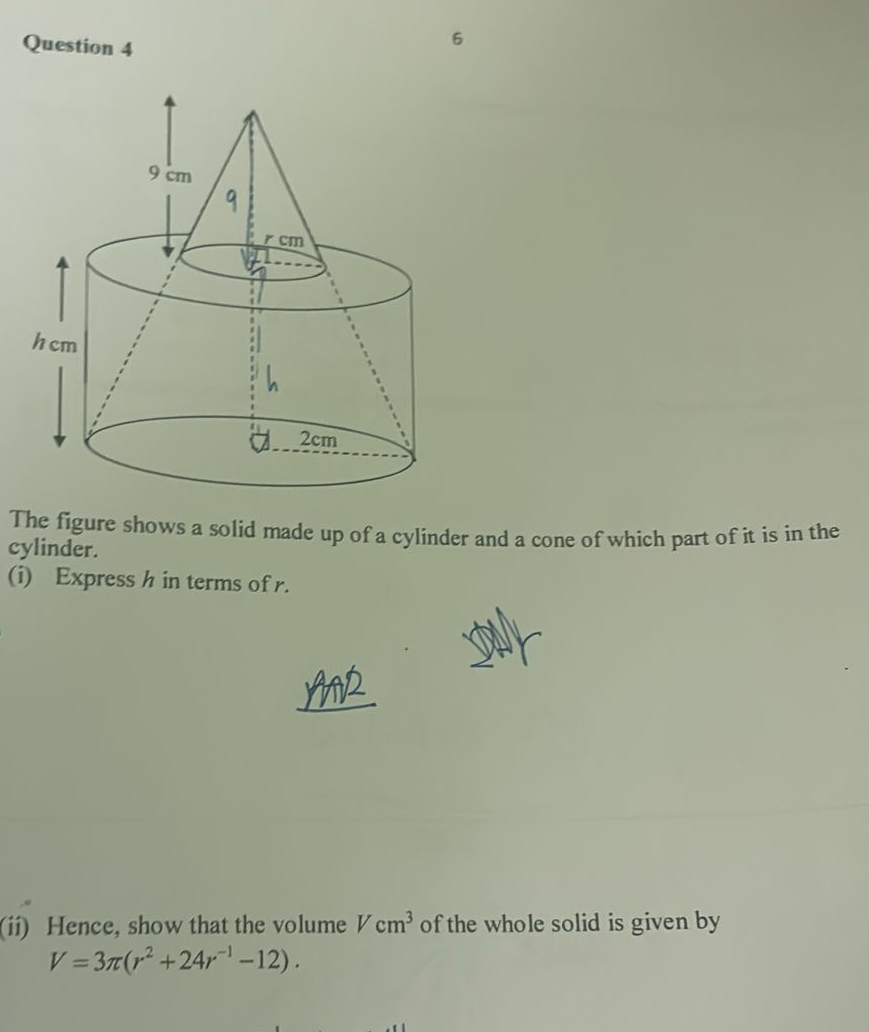 Solved Question 46The figure shows a solid made up of a | Chegg.com