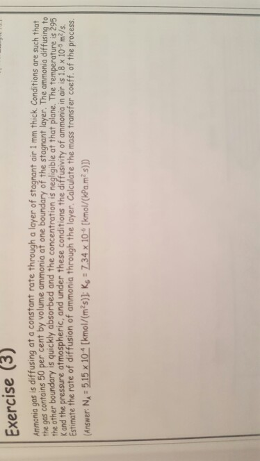 Solved Exercise (3) Ammonia gas is diffusing at a constant | Chegg.com