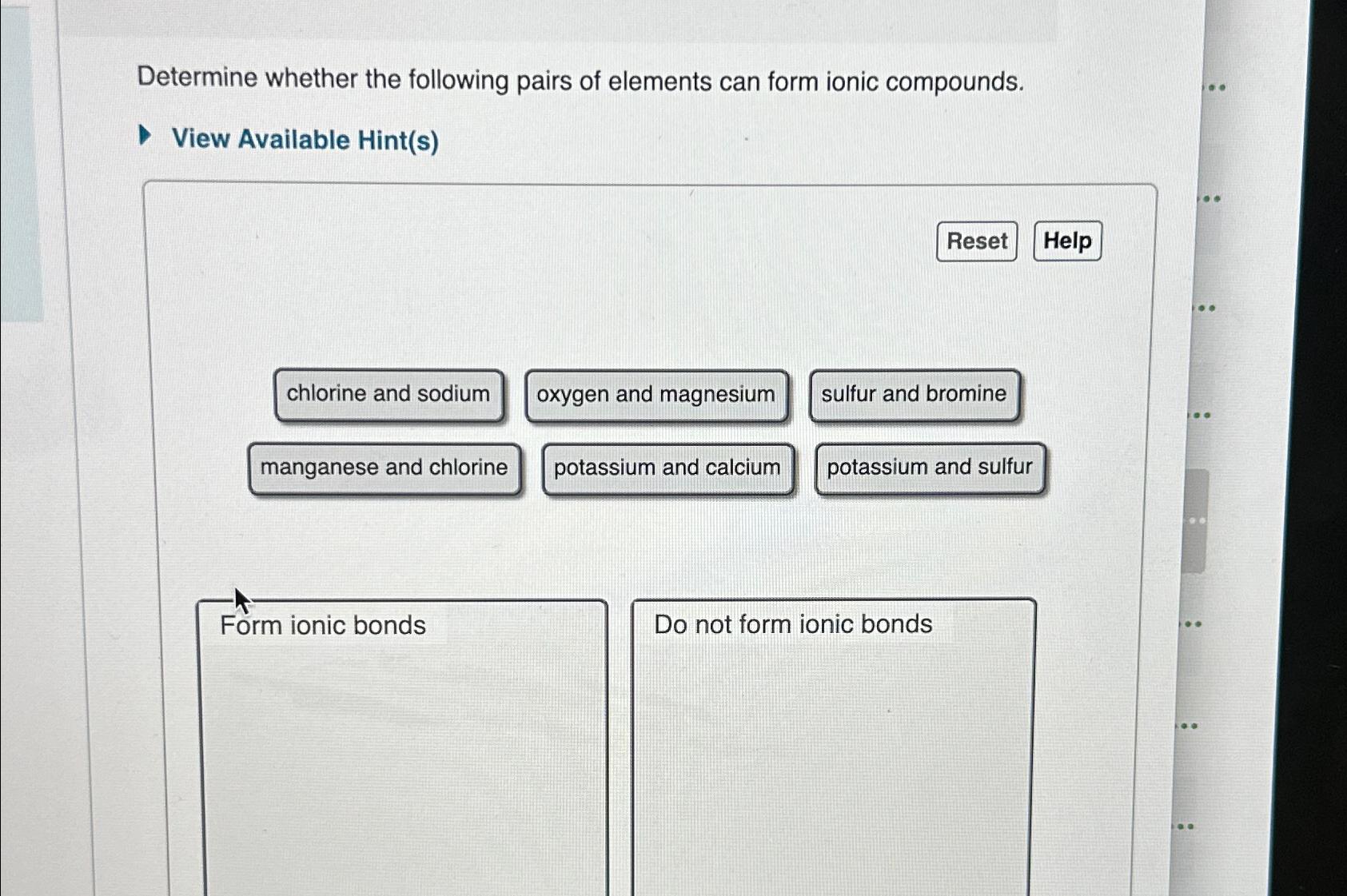 Solved Determine whether the following pairs of elements can | Chegg.com