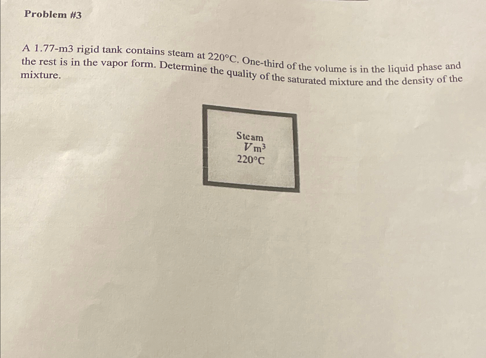Solved Problem #3A 1.77-m3 ﻿rigid tank contains steam at | Chegg.com