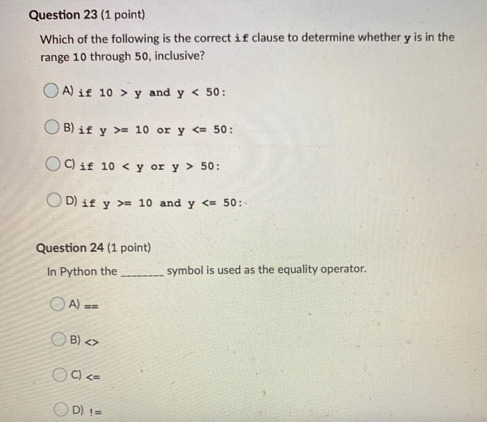 Solved Question 23 (1 point) Which of the following is the | Chegg.com
